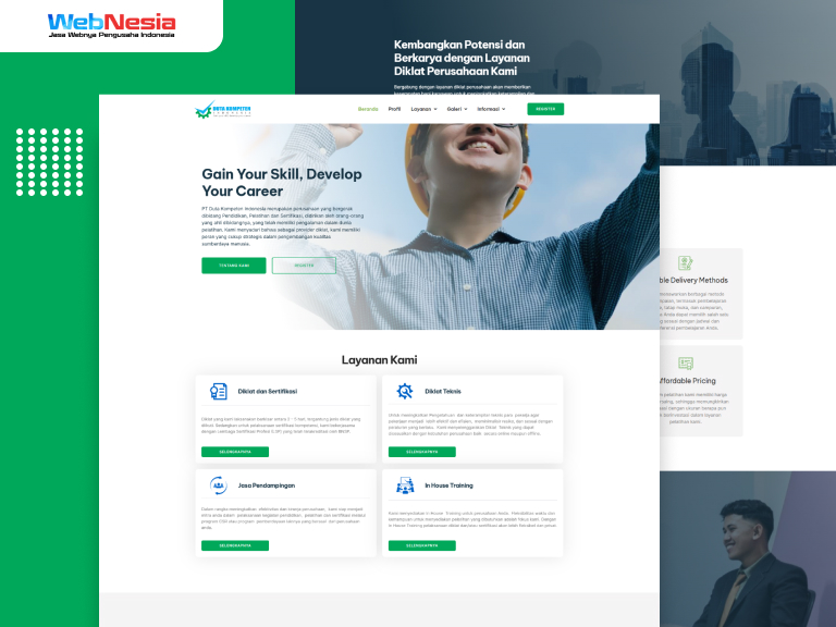 Website Perusahaan Pelatihan & Sertifikasi | WebNesia Developer